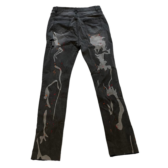 SHEIN | Jeans | Nwt Shein Graphic And Pain Splashed Ripped Hi Rise ...